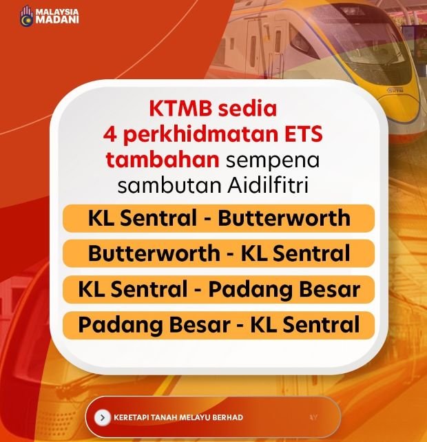 KTMB sediakan empat perkhidmatan ETS tambahan – Negeri Kita